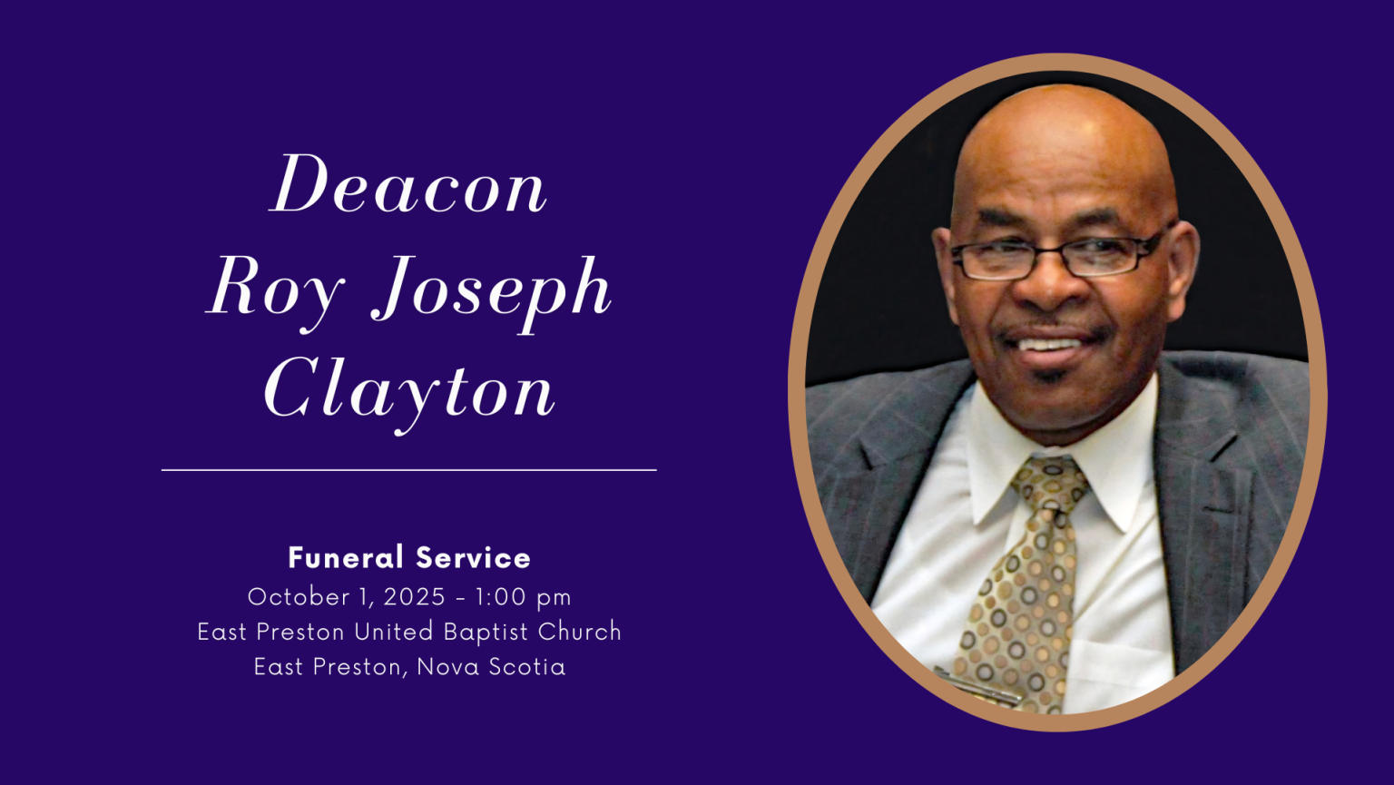 Deacon Roy J. Clayton – Nova Scotia Live Video